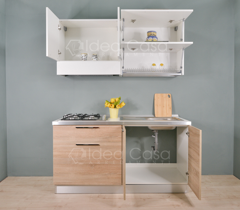 Mini Cucina EMY 160 cm Colore Bianco - Castagno :: Mobili Usati Torino